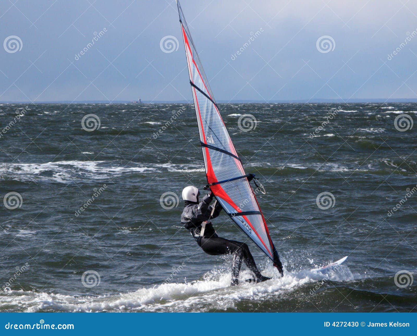 Wind surfing stock photo. Image of surf, helmet, sail - 4272430