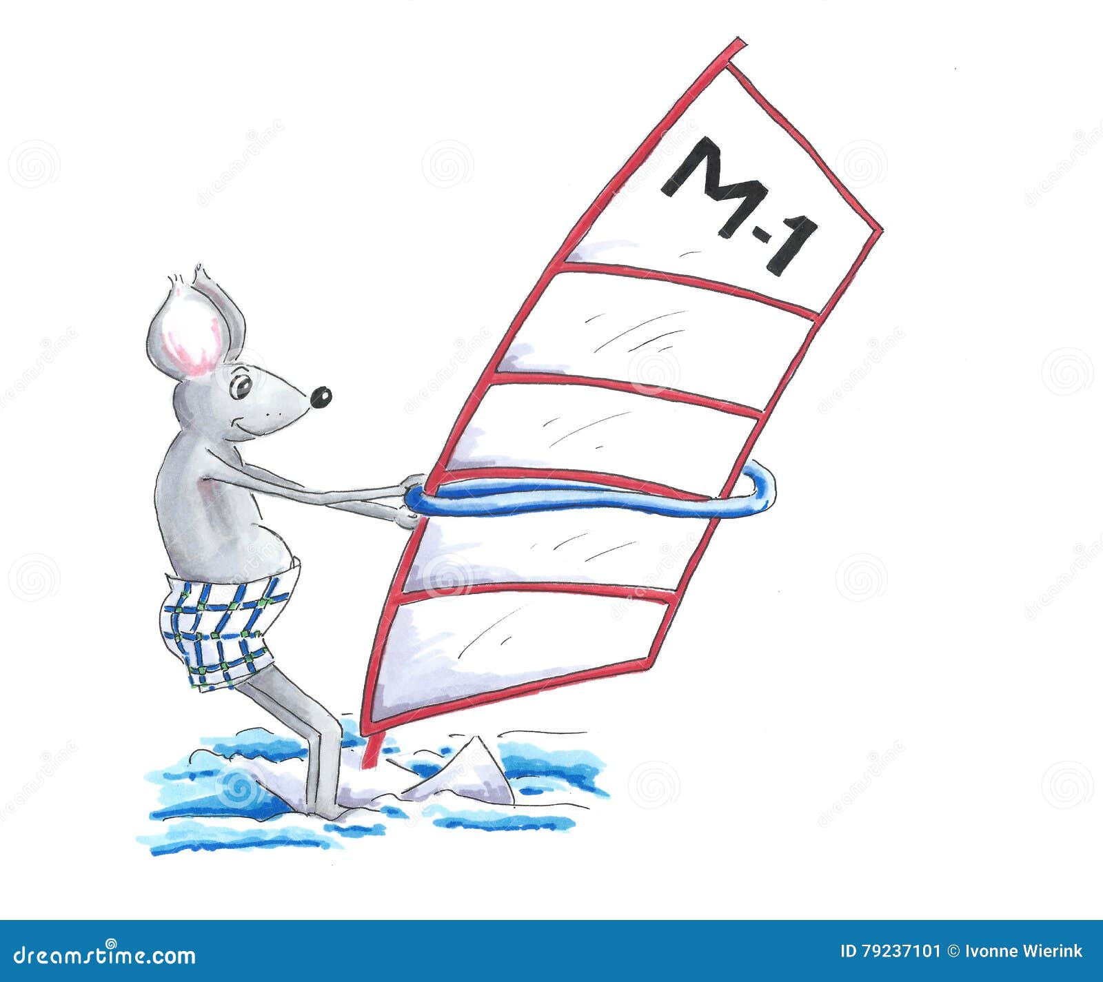 Wind surfing mouse stock illustration. Illustration of active - 79237101