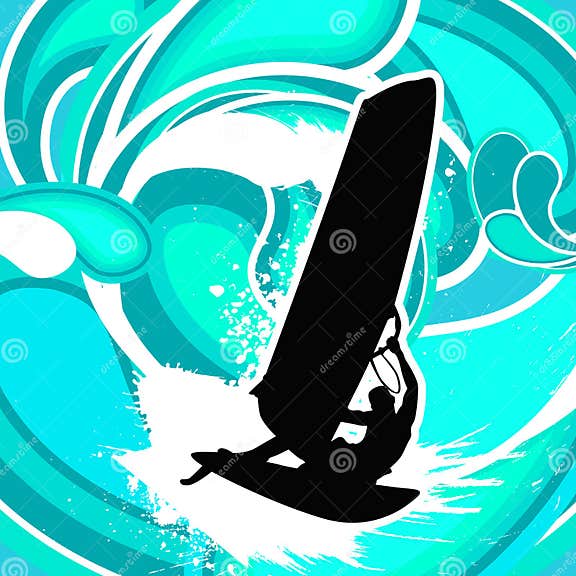 Wind surfing vector stock vector. Illustration of coast - 10472002