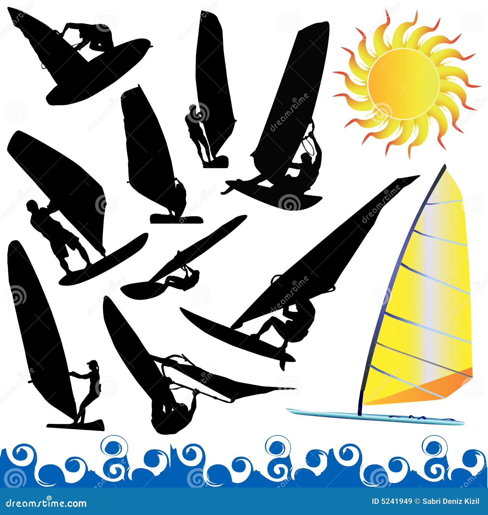 Surfing - Vector Label And Surfers | CartoonDealer.com #52413033