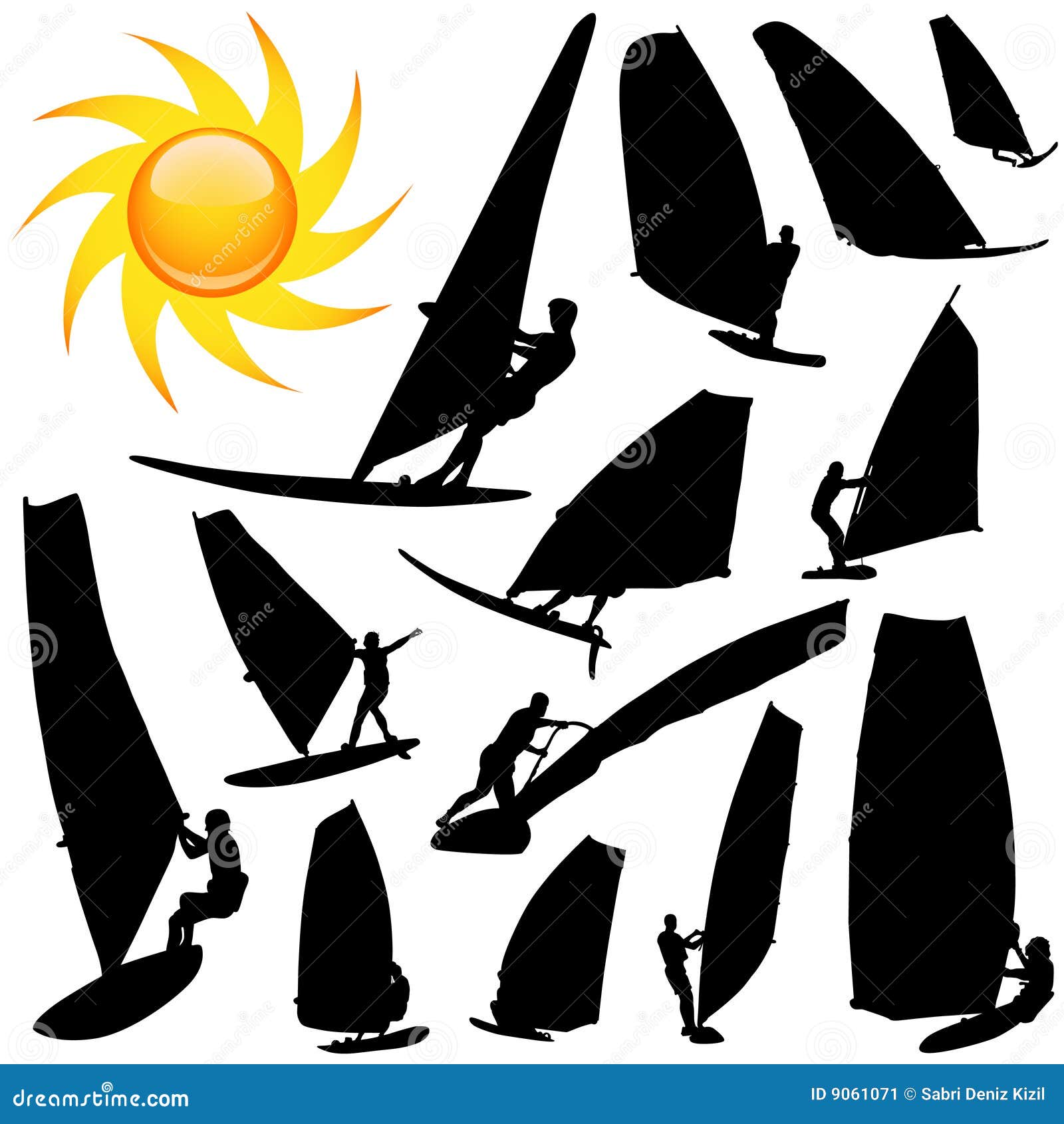 Wind surfing vector stock vector. Illustration of ocean - 9061071