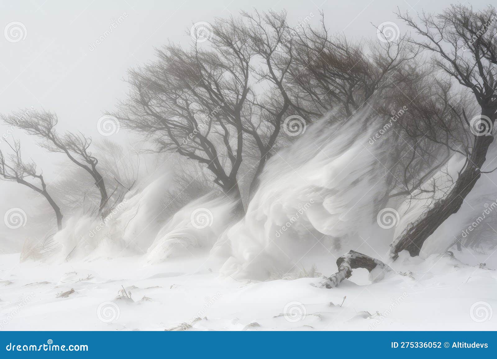 Wind-swept Blizzard, with Snow Flying in All Directions Stock Photo ...