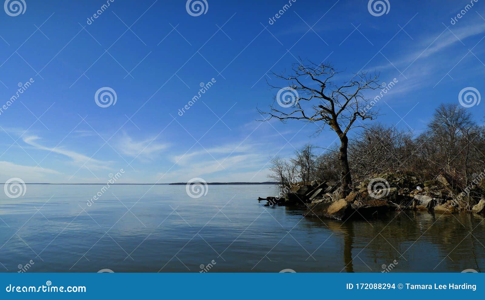 Kerr Lake Fishing Dock And Water With Hills And Nature Stock Photo ...