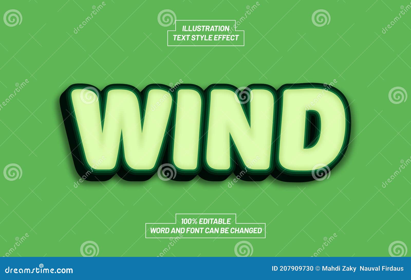Wind Green Text Style Effect Stock Vector - Illustration of frame ...
