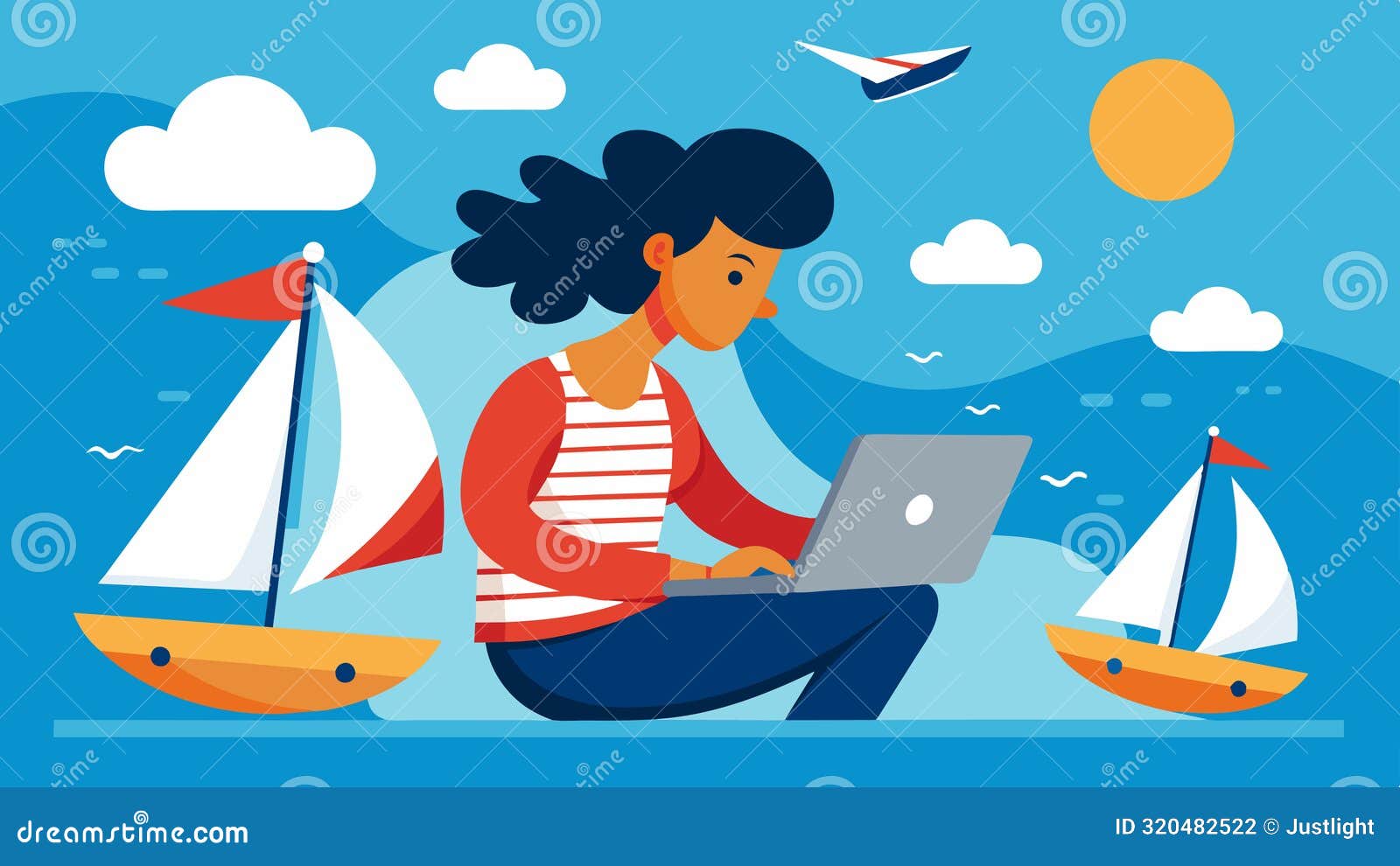 With the Wind in Their Hair and a Laptop in Their Lap a Person ...