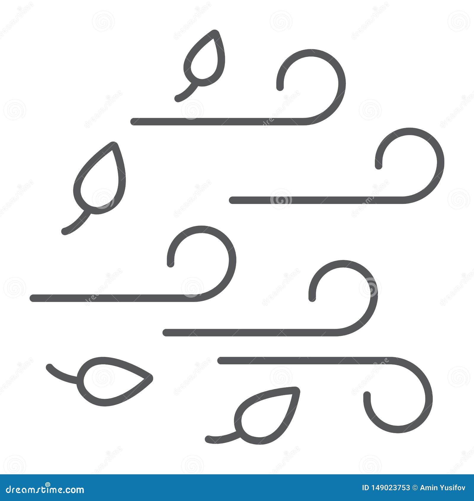 Wind Thin Line Icon, Weather and Climate, Windy Sign, Vector Graphics ...