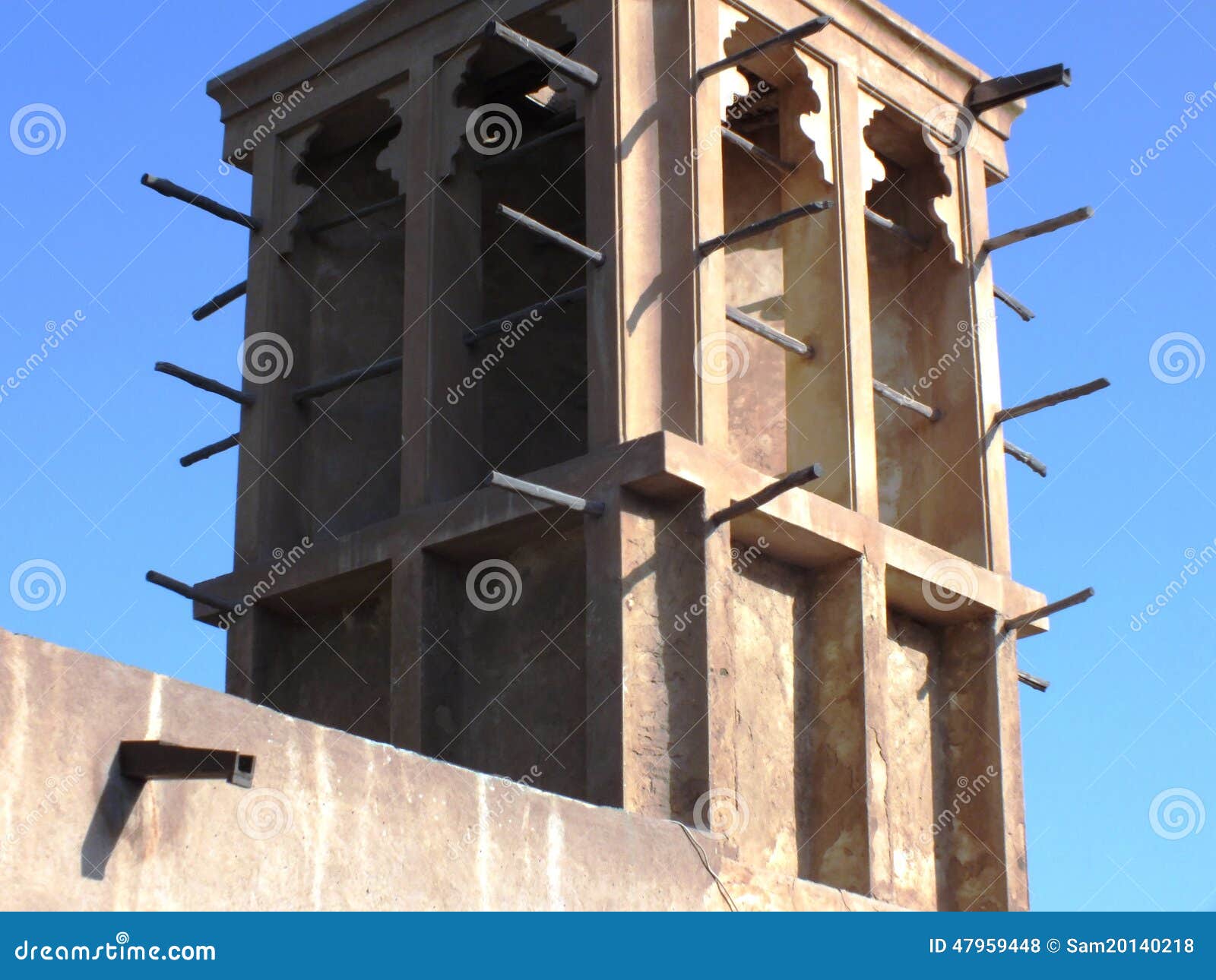 Wind tower in Old Dubai stock photo. Image of called - 47959448