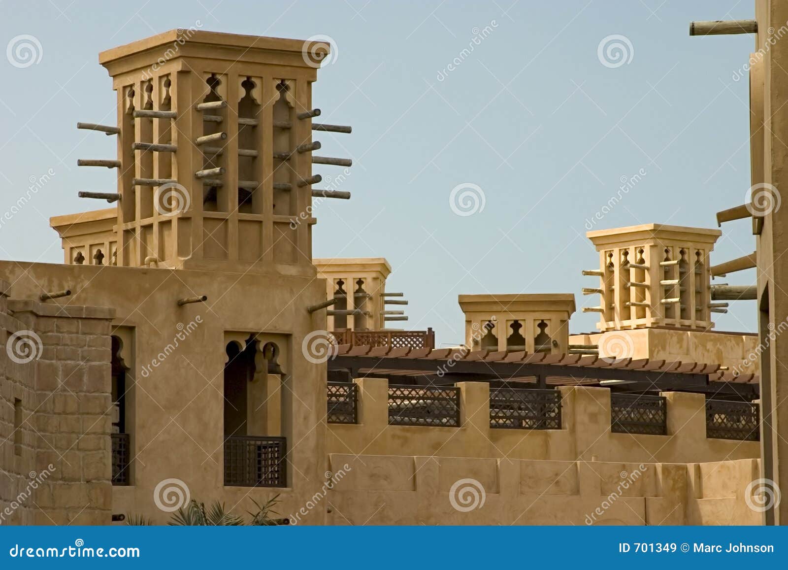 Wind towers, Dubai. stock image. Image of travel, gold - 701349