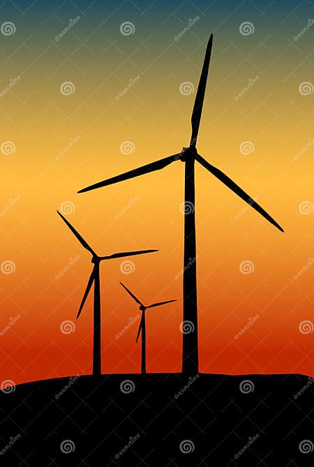 Wind towers at sunset stock vector. Illustration of raise - 7241157