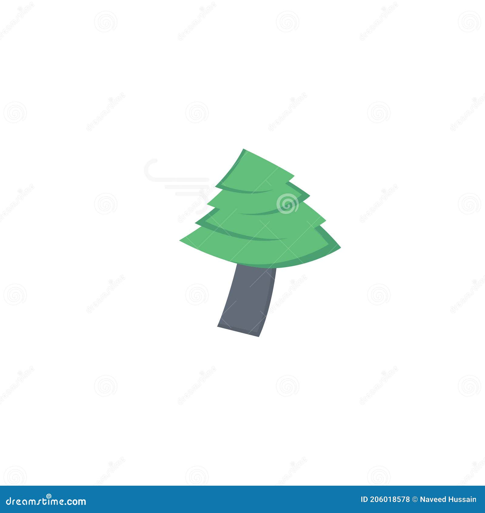 Wind Tree Vector Flat Colour Icon Stock Vector - Illustration of ...