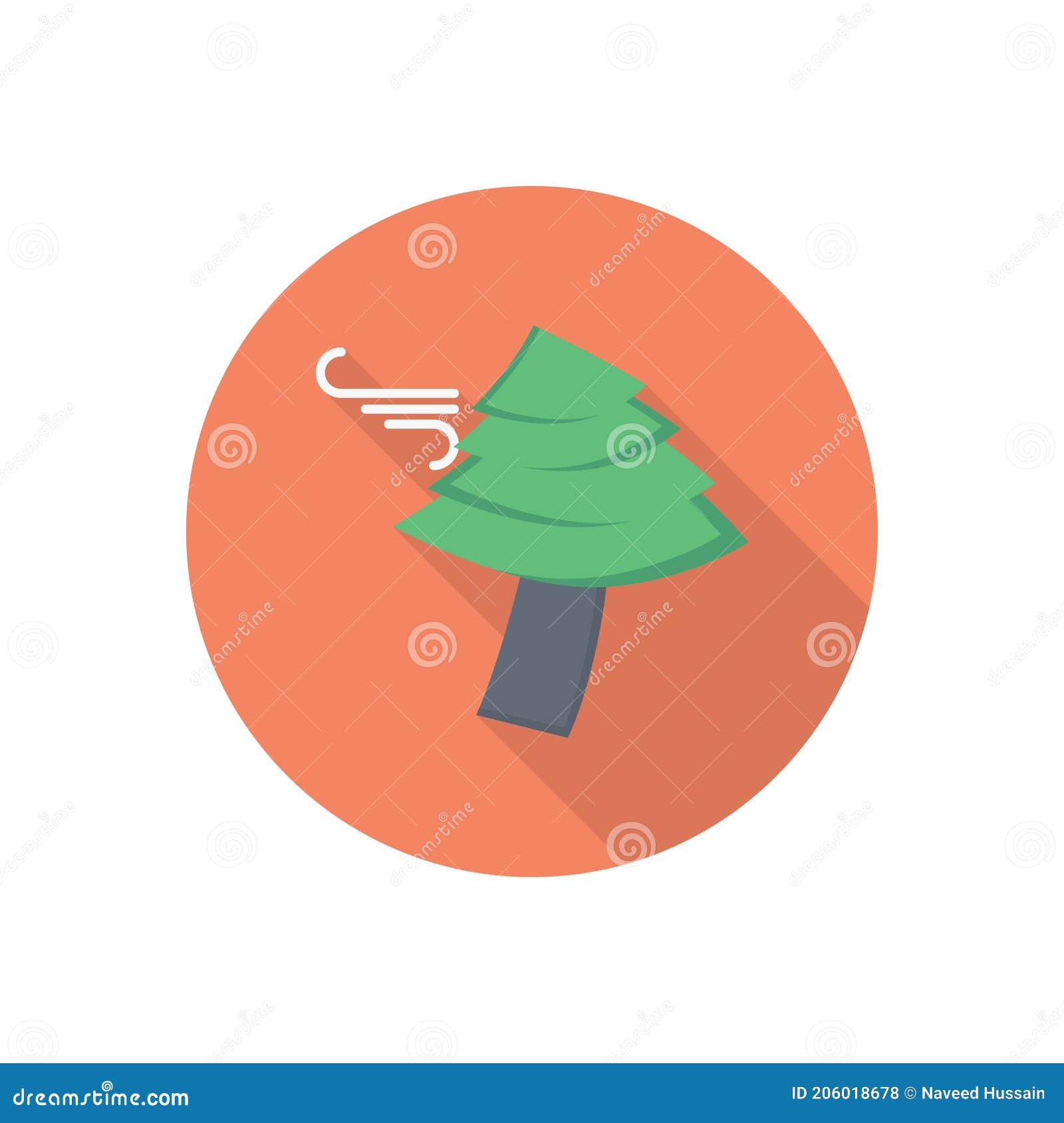 Wind Tree Vector Flat Colour Icon Stock Vector - Illustration of ...