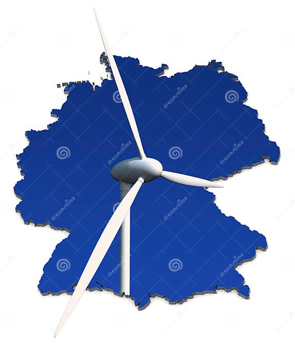 Wind Turbine in an Abstract Map of Germany Stock Illustration ...