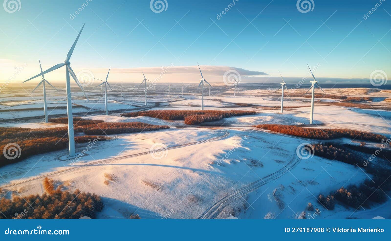 A Wind Turbine Array. the Concept of Renewable Resource Utilization ...