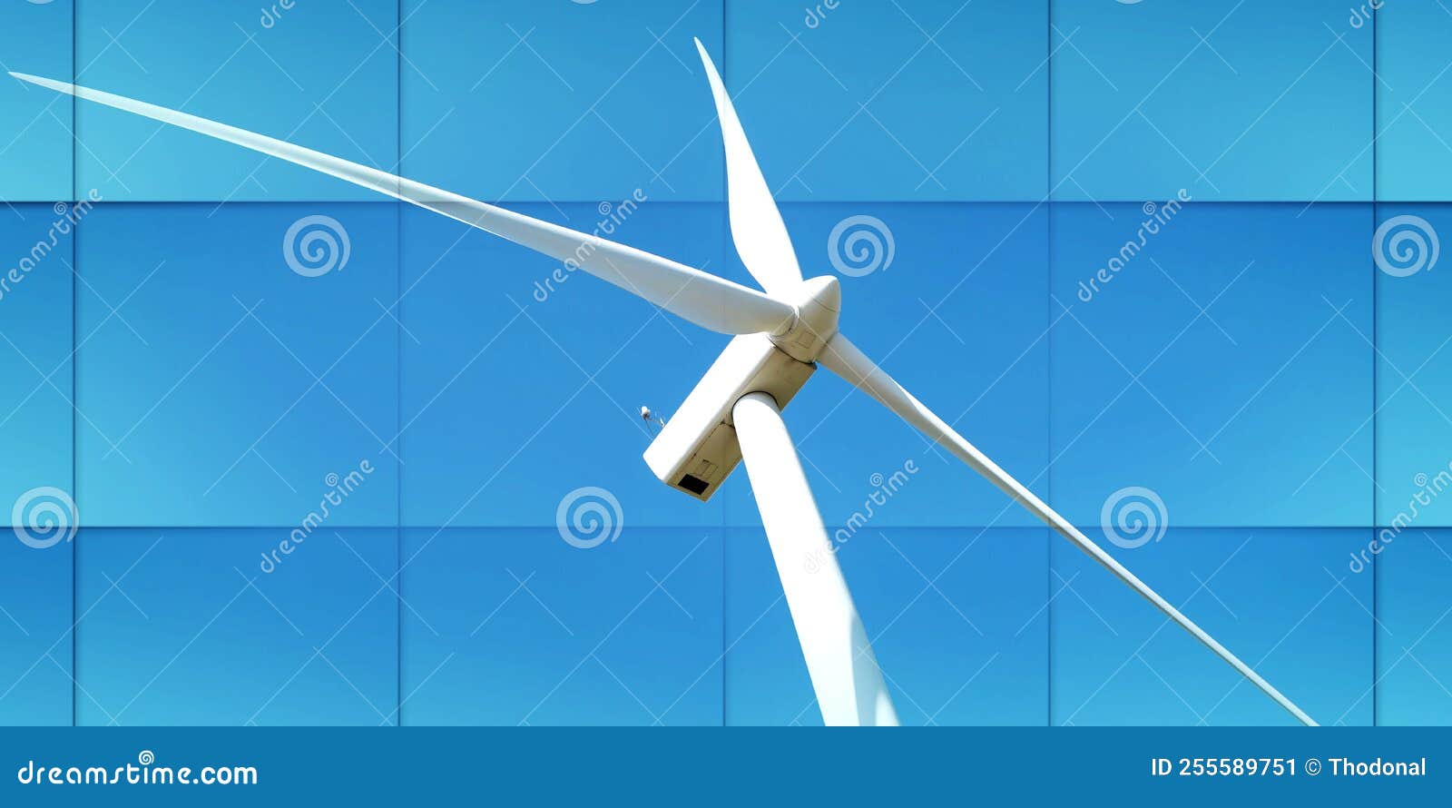 Wind Turbine on Blue Sky Background, Geometric Pattern Stock ...