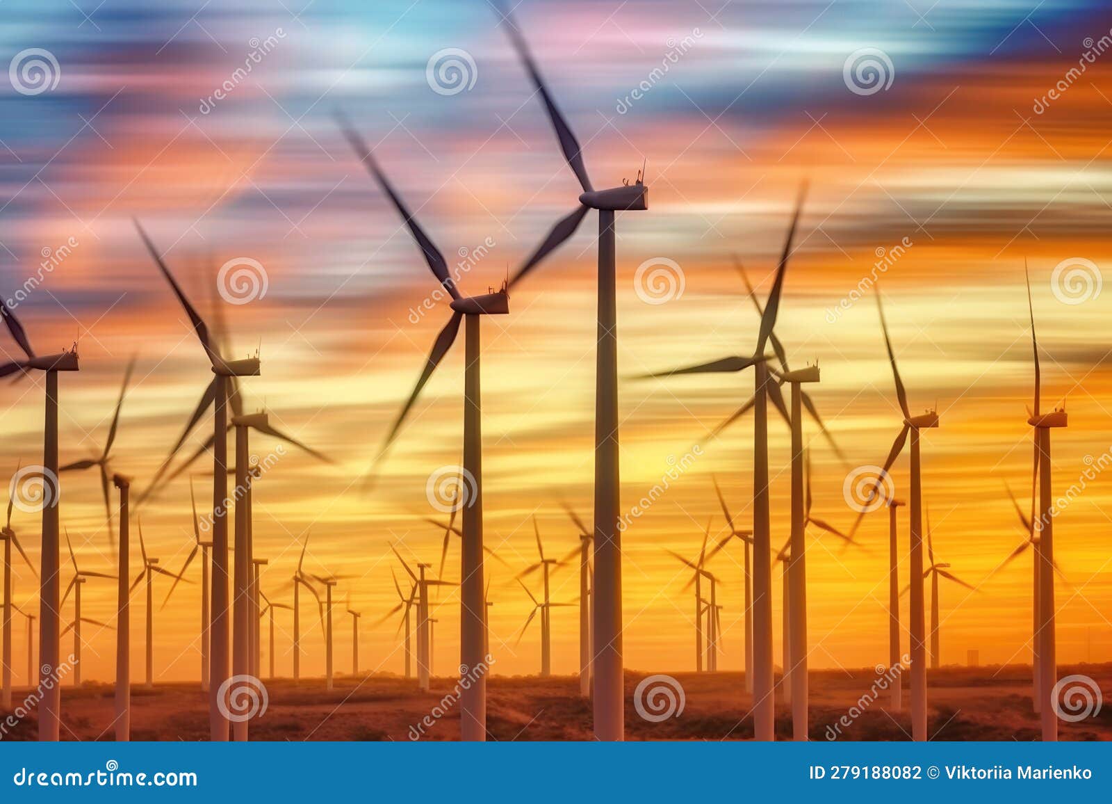 A Wind Turbine Cluster. the Concept of Climate Variability Stock ...