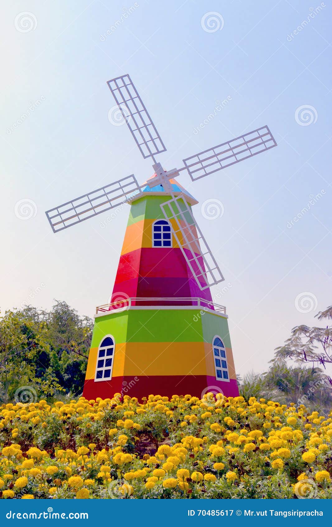 Wind turbine stock image. Image of turbine, flower, colorful - 70485617