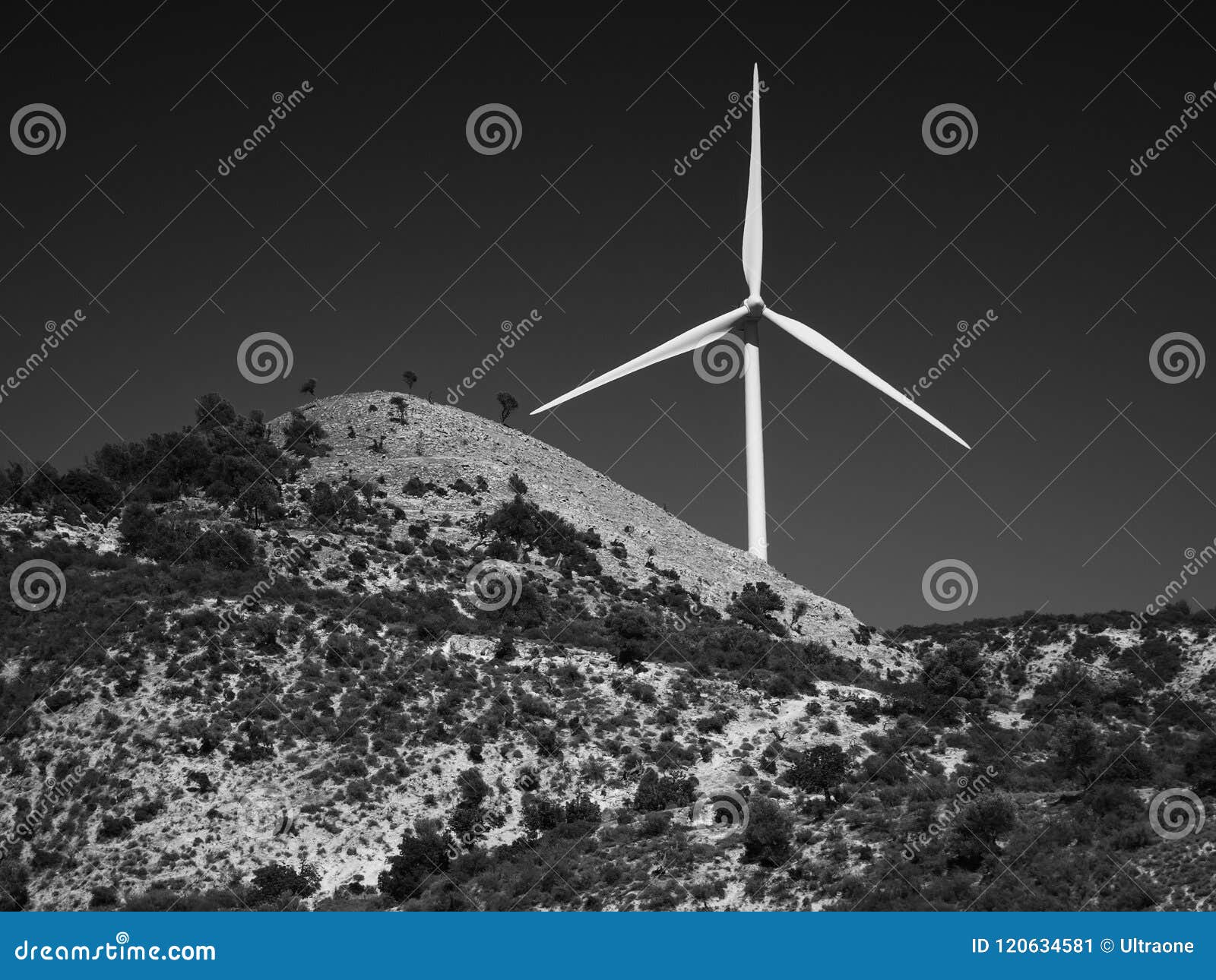 Wind turbine, Cyprus stock image. Image of blue, wind - 120634581