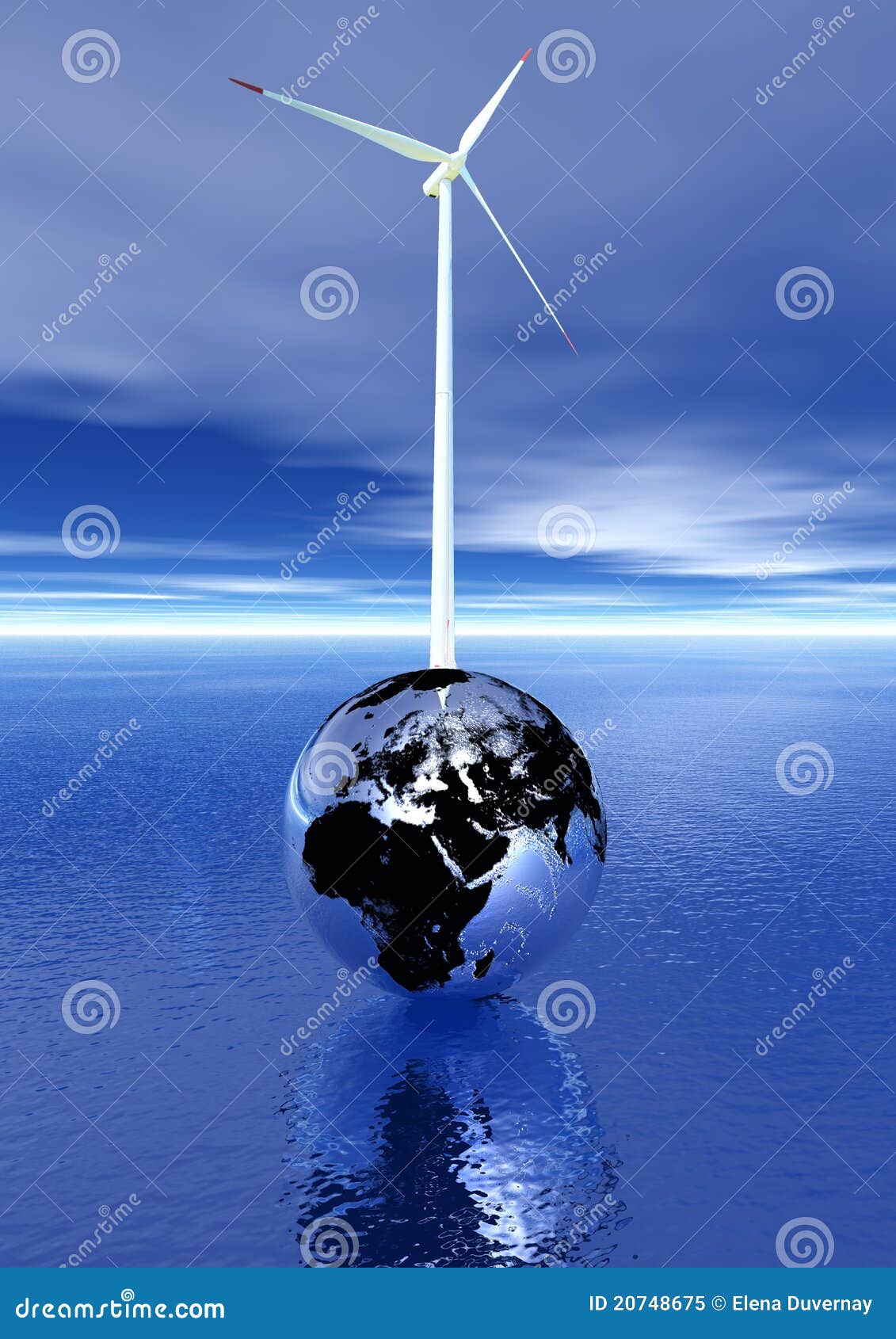 Wind turbine on earth stock illustration. Illustration of rotate - 20748675