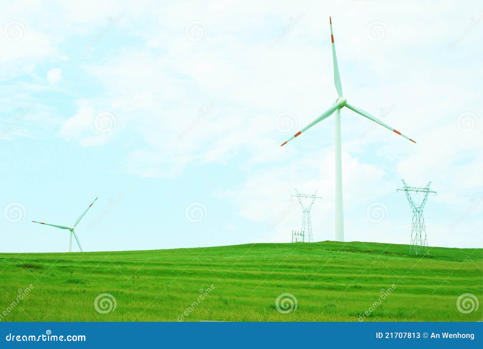 Wind Turbine Engine and Lawn Stock Image - Image of generate, season ...