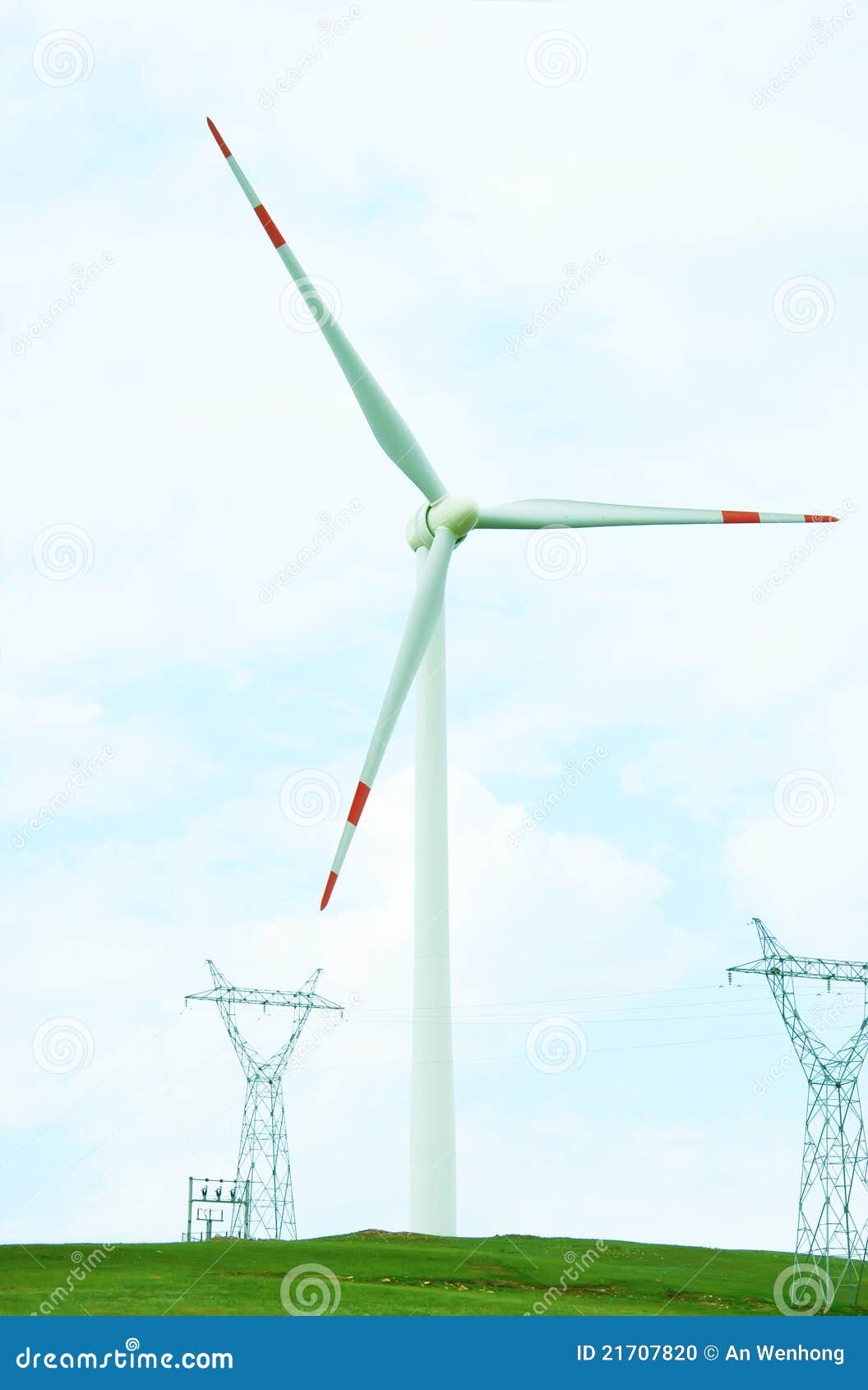 Wind Turbine Engine and Lawn Stock Photo - Image of alternative ...