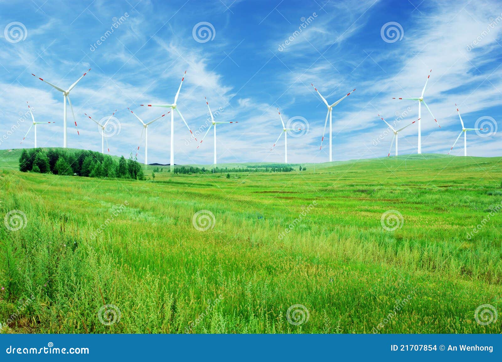 Wind Turbine Engine and Lawn Stock Photo - Image of mill, rotate: 21707854