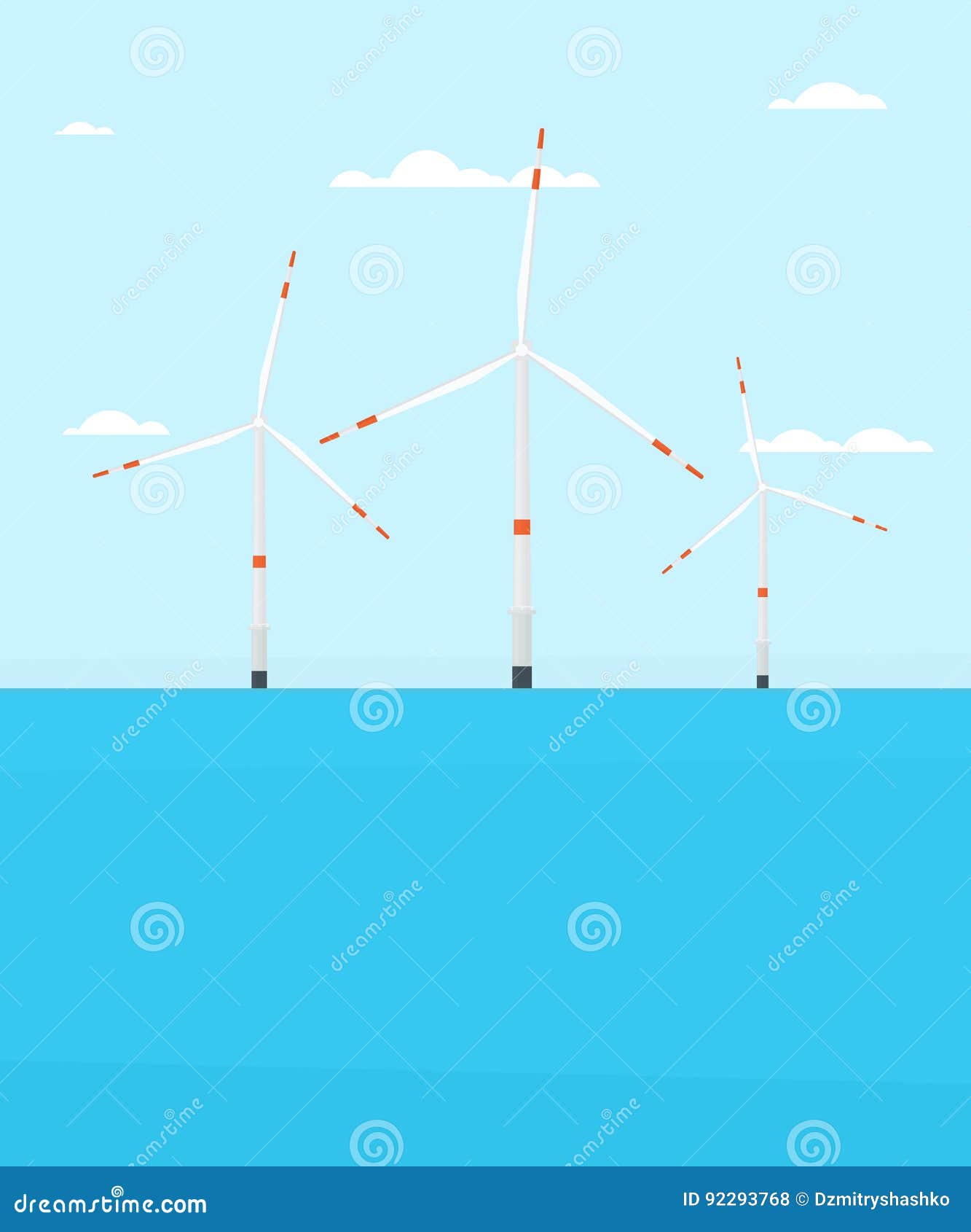 Wind turbine farm offshore stock vector. Illustration of alternative ...