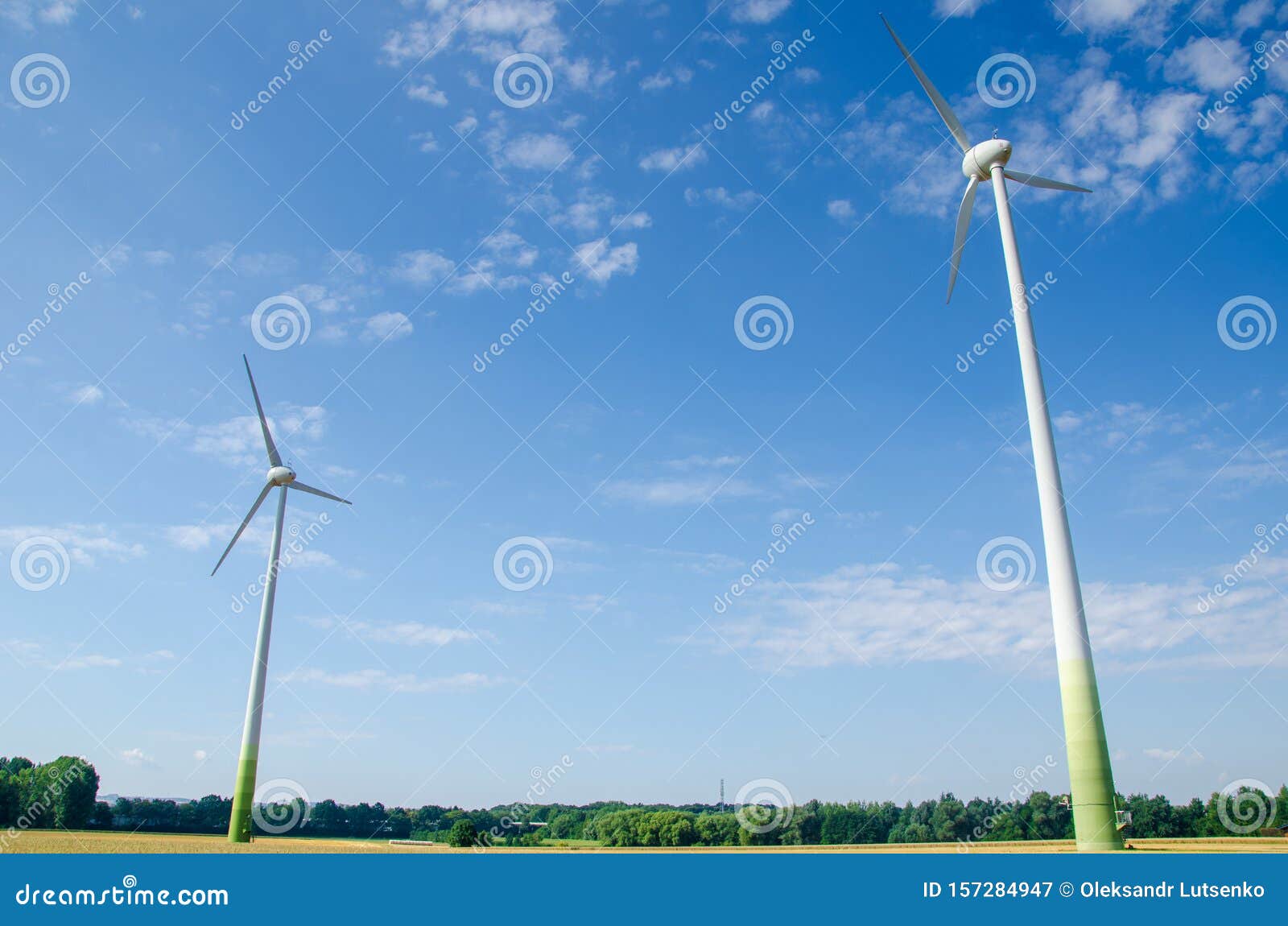 Wind Turbine Farm Power Generator in Field Stock Image - Image of ...