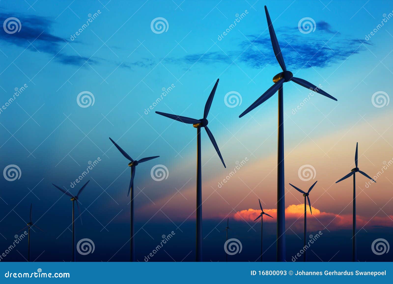Wind Turbine Farm at Sunset Stock Image - Image of farm, landscape ...