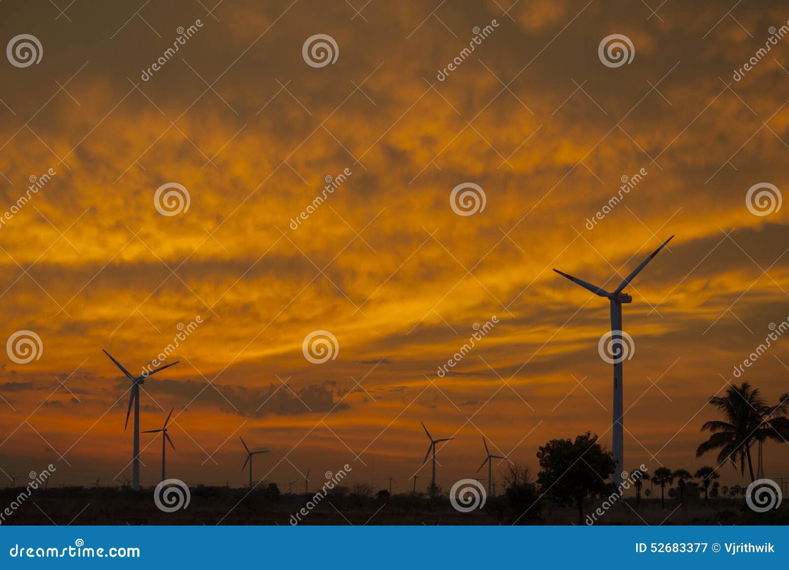 Wind Turbine Farm at Sunset Stock Image - Image of sunrise, farm: 52683377
