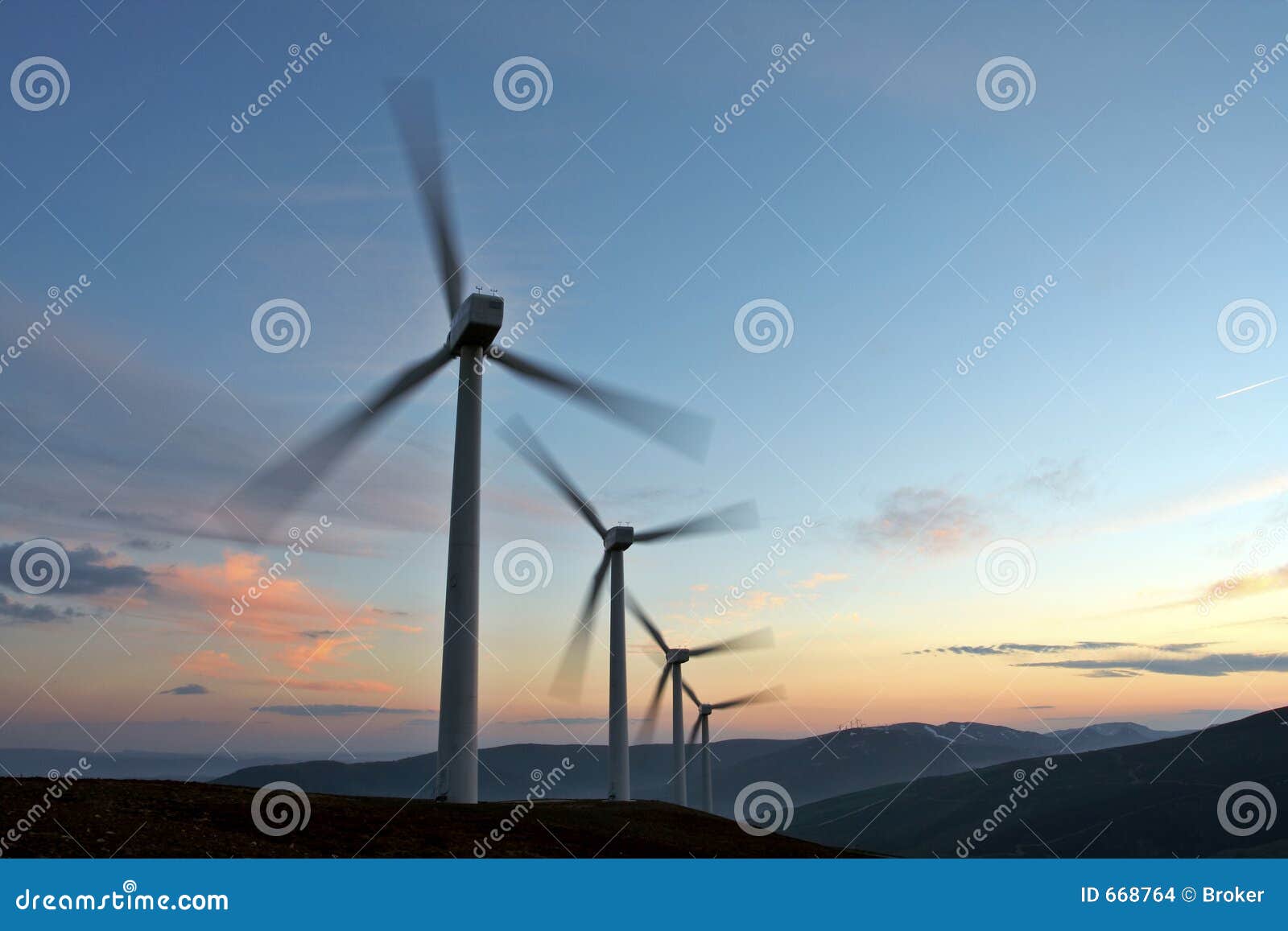 Wind turbine farm turning stock photo. Image of white, mill - 668764