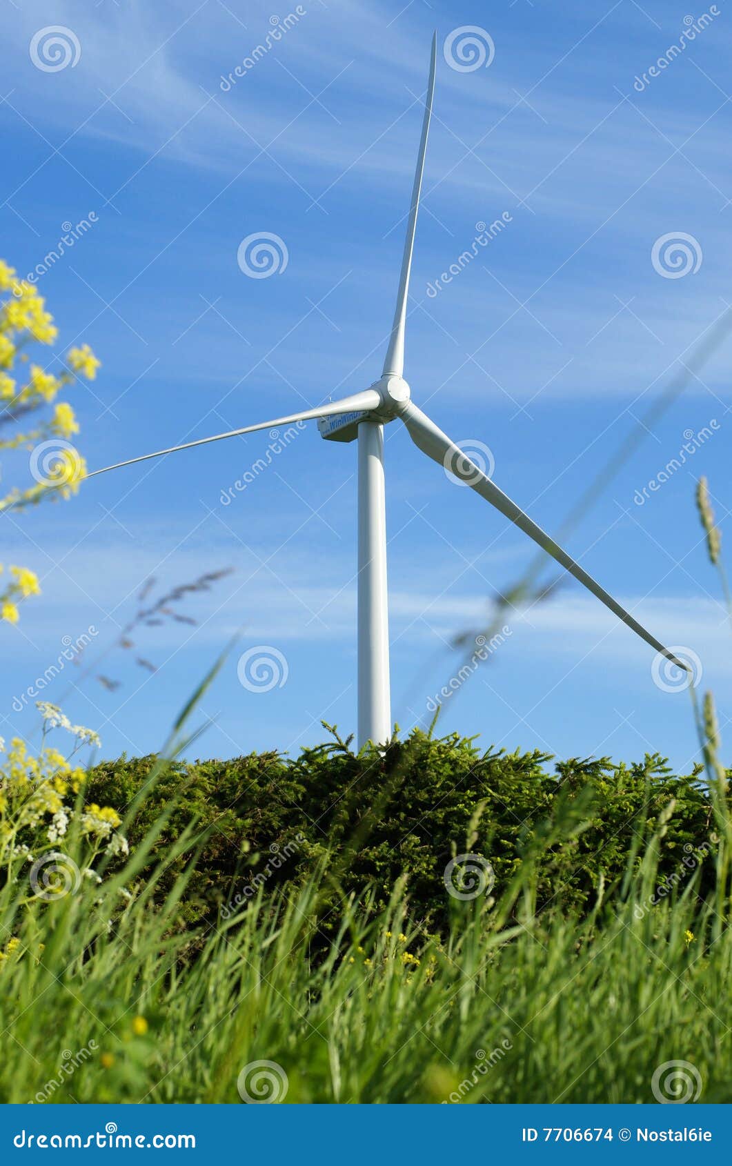 Wind turbine on a field stock photo. Image of mill, grass - 7706674