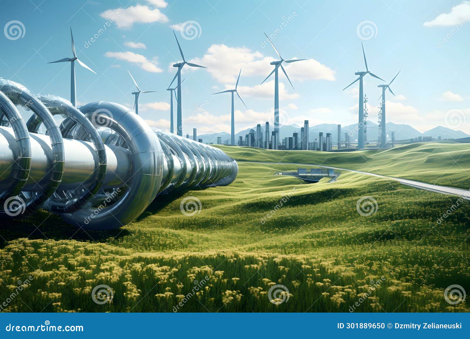 Wind Turbine in the Field. Generative AI. Stock Illustration ...