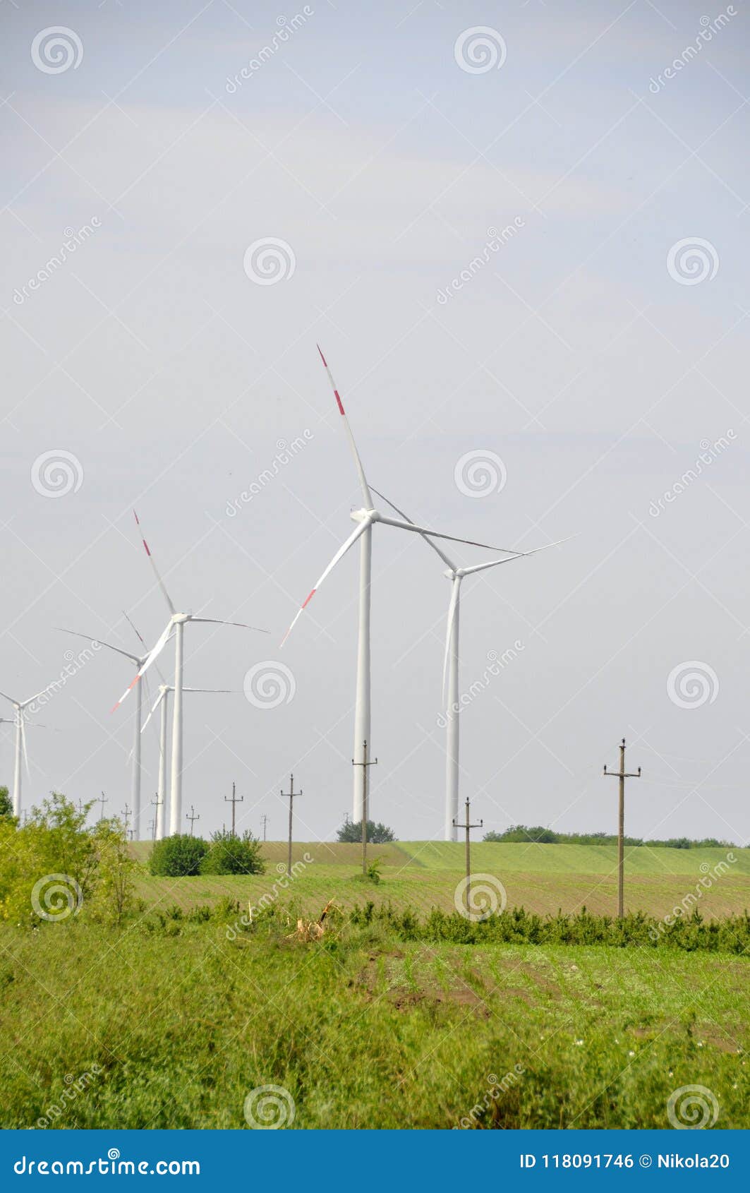 Wind Turbine in the Field Producing Energy Stock Photo - Image of ...