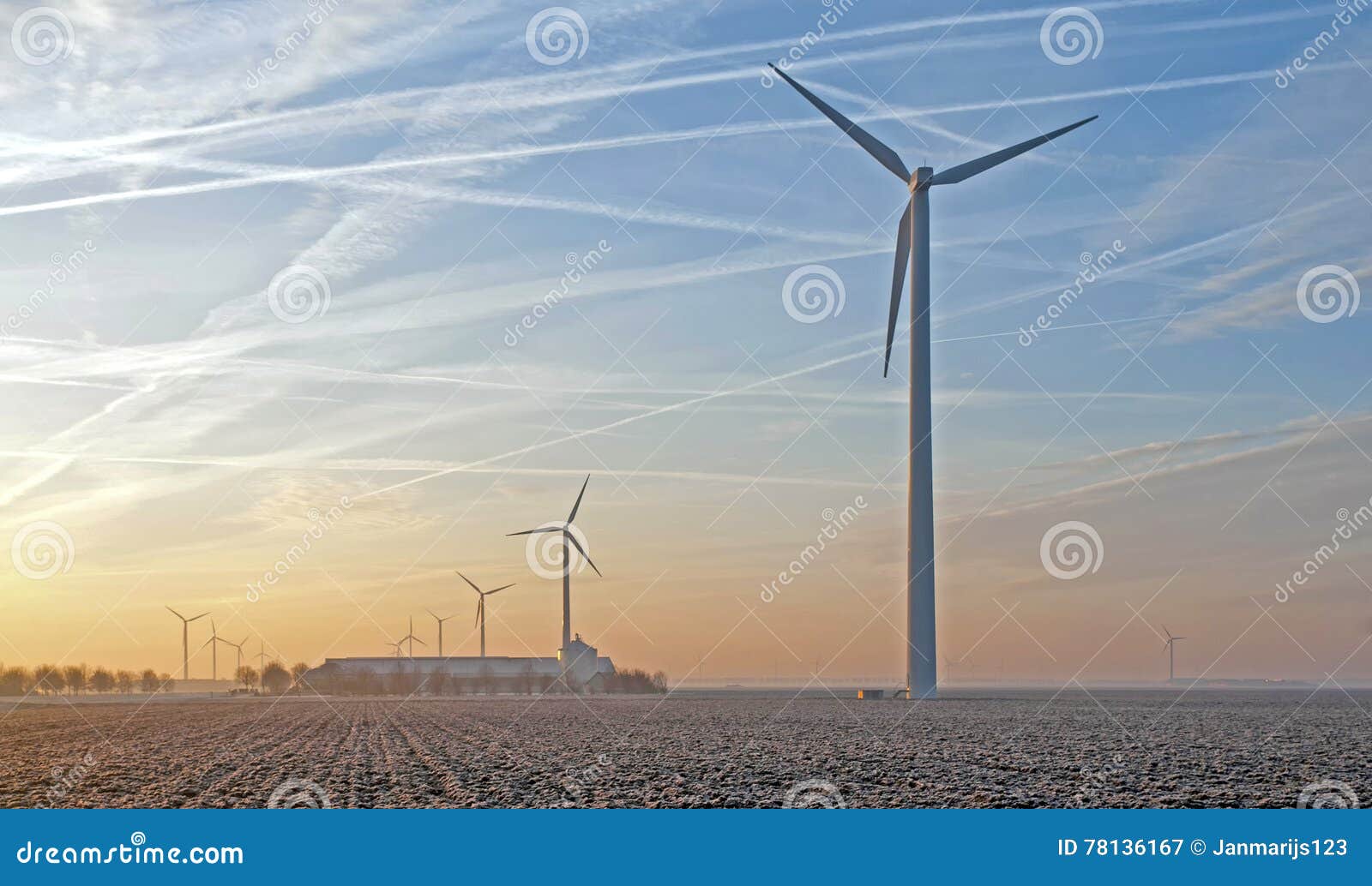 Wind Turbine in a Field at Sunrise Stock Image - Image of summer ...