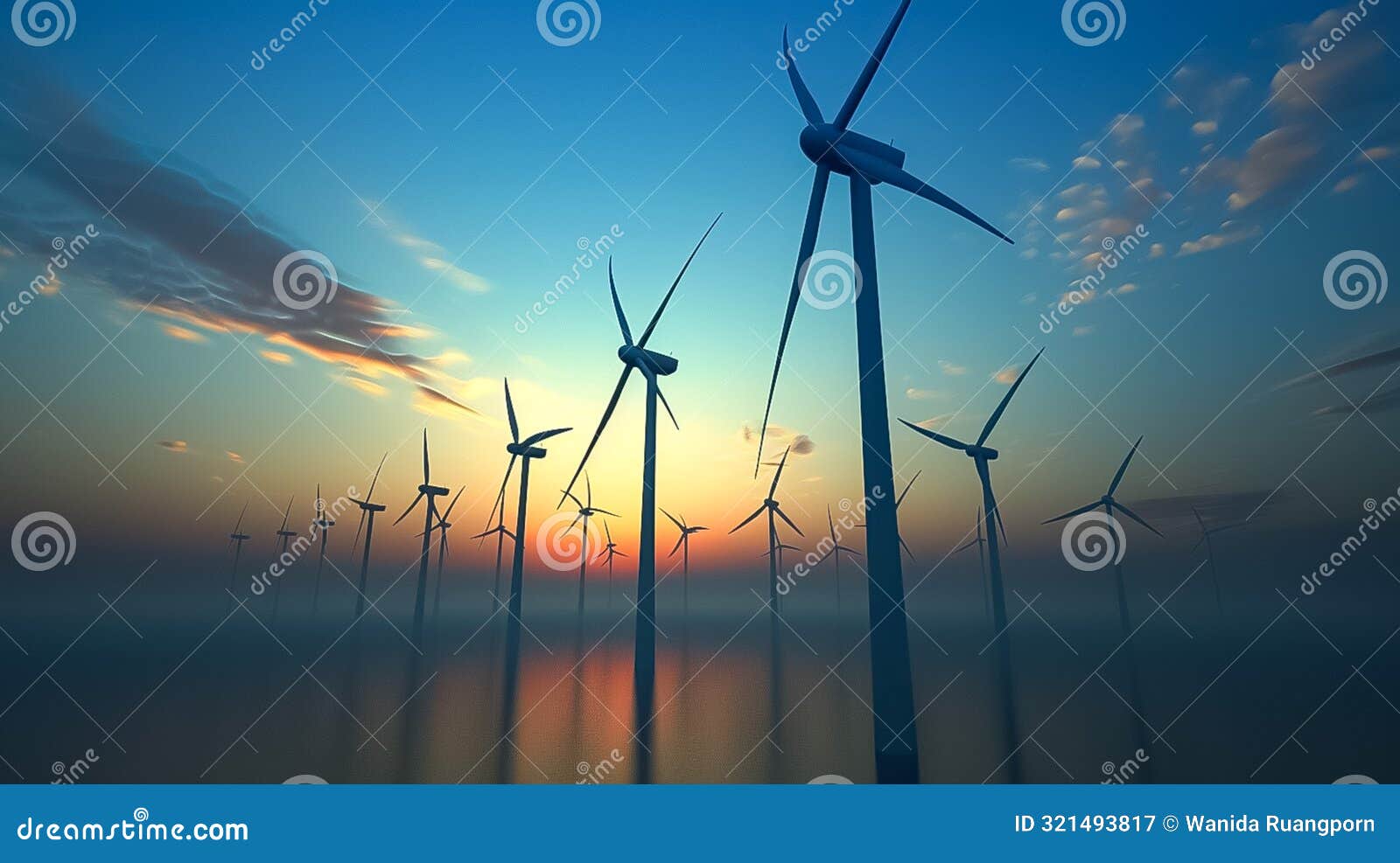 Wind Turbine Field a Field of Wind Turbines Spinning Stock Illustration ...