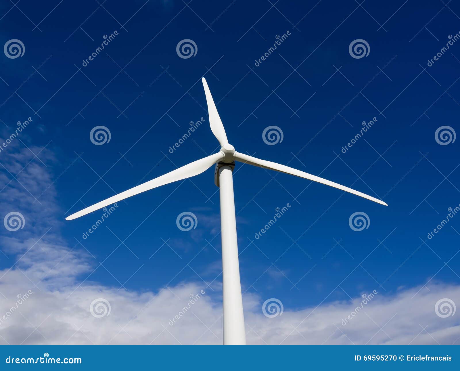 Wind Turbine Front View on Blue Sky Stock Photo - Image of wind ...