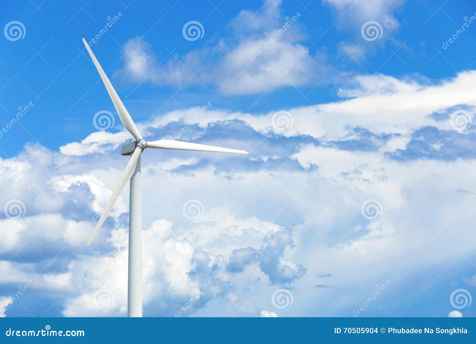 Wind Turbine Front View on Blue Sky Stock Photo - Image of innovation ...