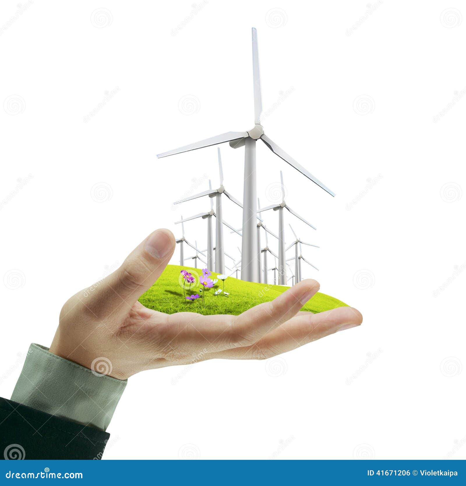 Wind turbine in hand stock photo. Image of investment - 41671206