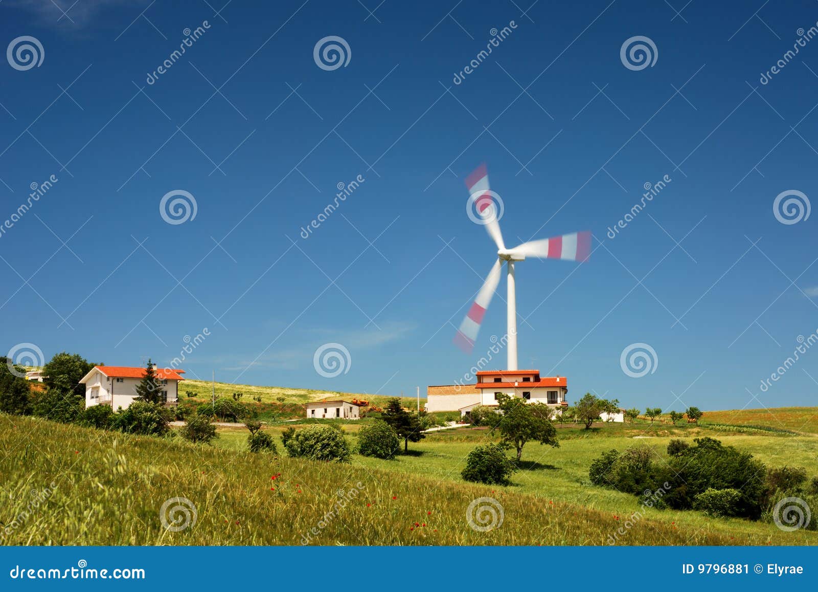 Wind turbine and houses stock image. Image of landscape - 9796881