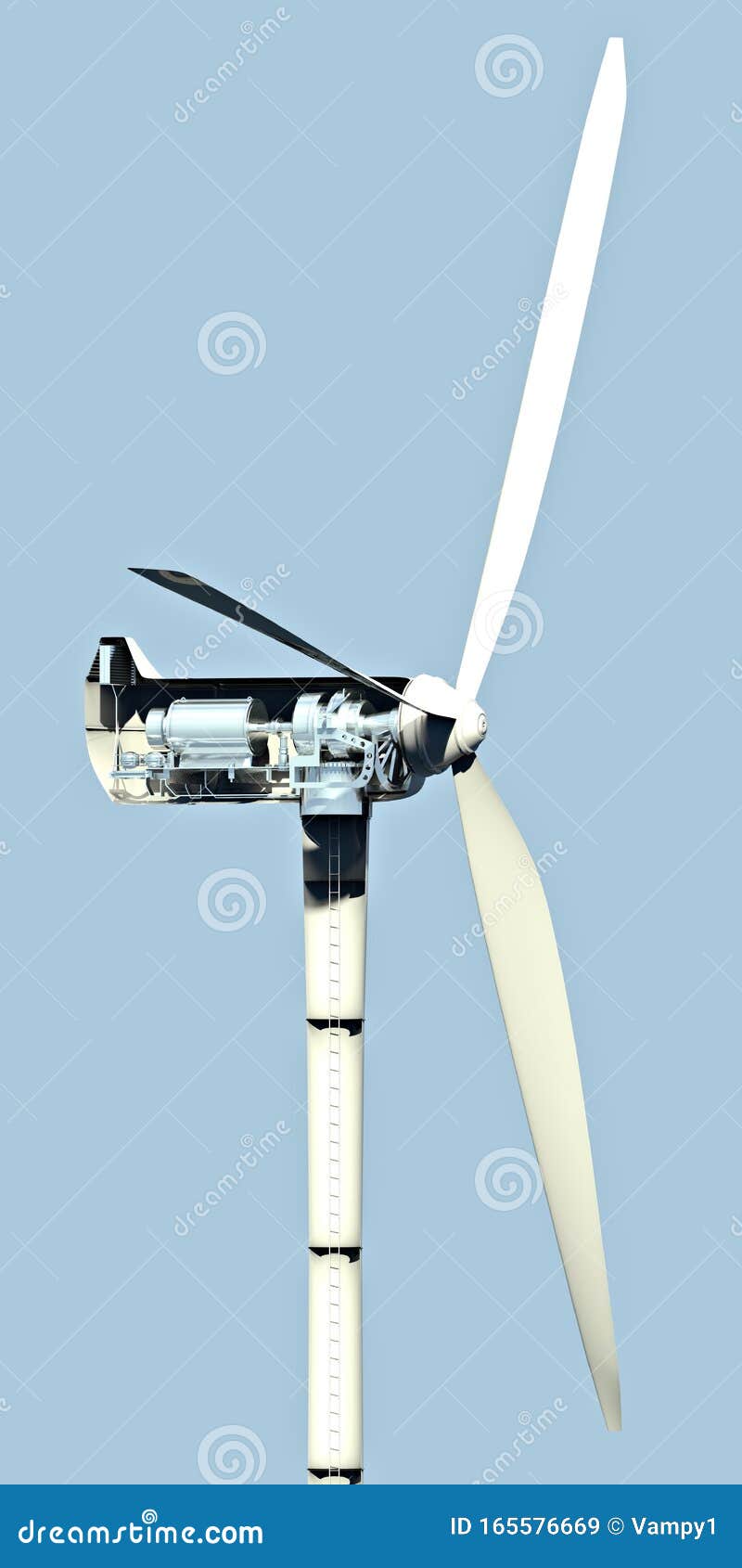 Wind Turbine, How it Works, Section, Side View. Climate Change and ...