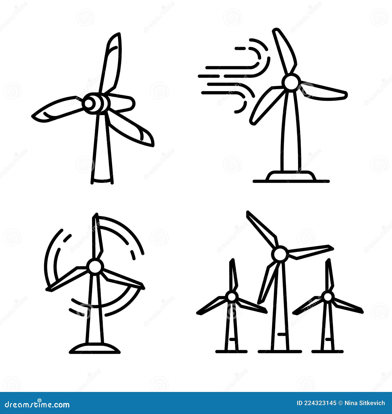 Wind Turbine Icons Set, Outline Style Stock Vector - Illustration of ... Wind Turbine Icons Set, Outline Style Stock Vector - Illustration of ...