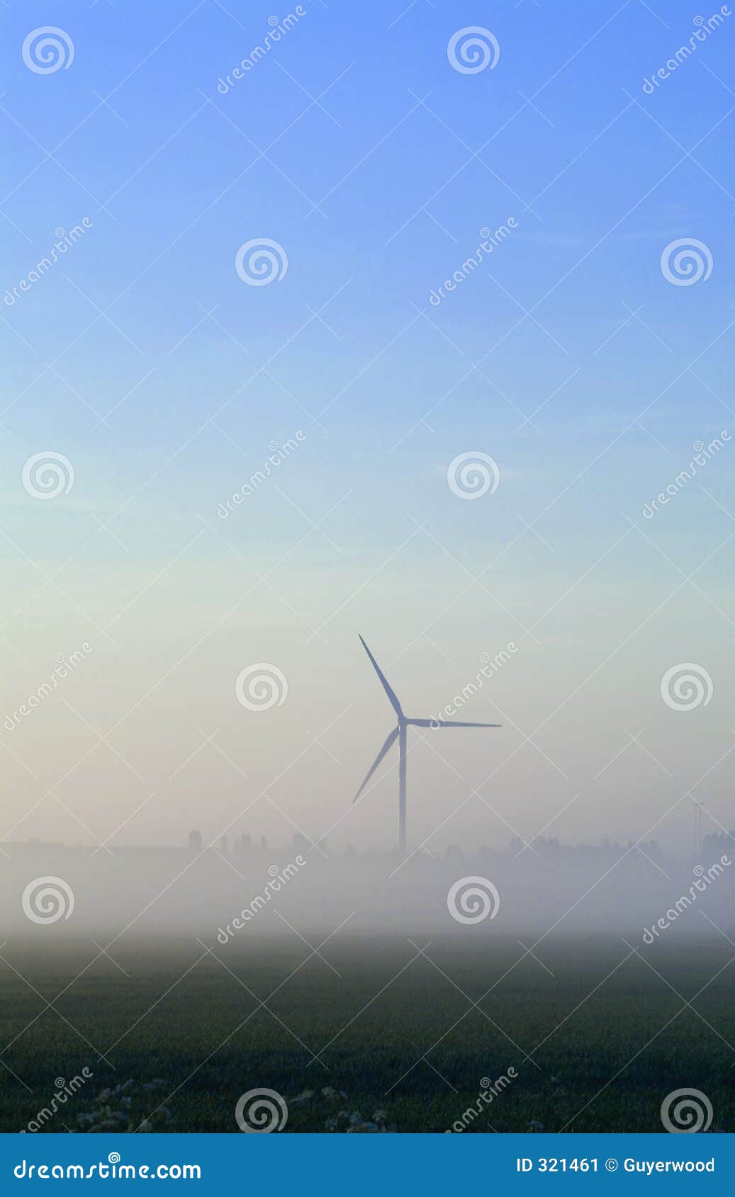 Wind turbine in mist stock image. Image of outside, sails - 321461