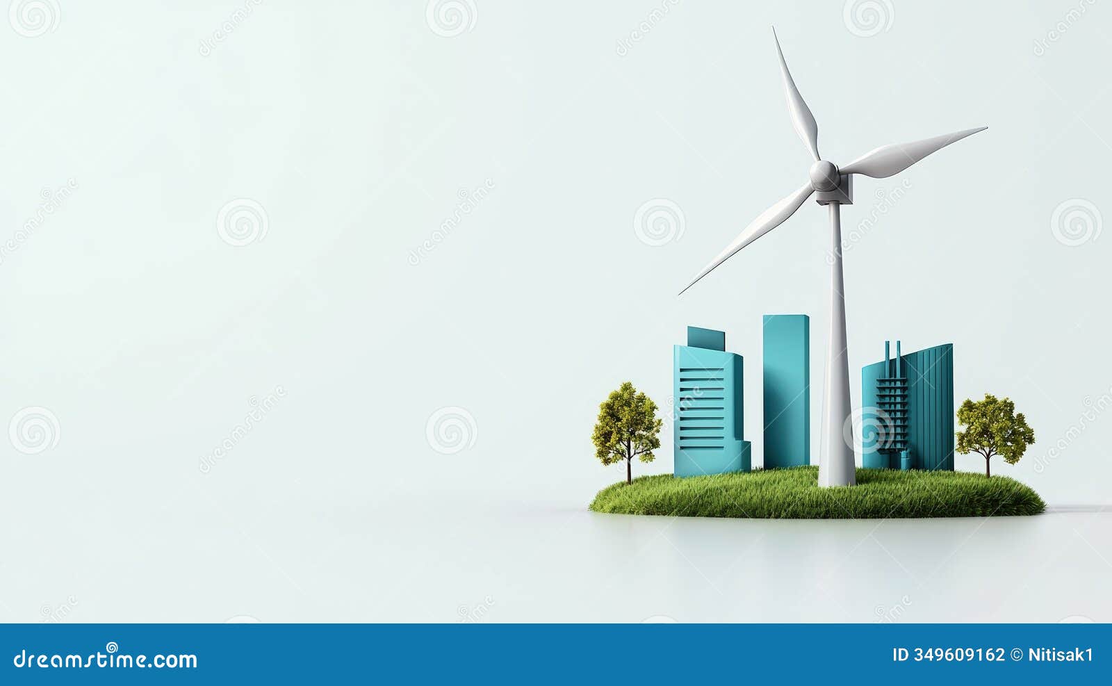 Wind Turbine and Modern Buildings Eco Concept Stock Illustration ...
