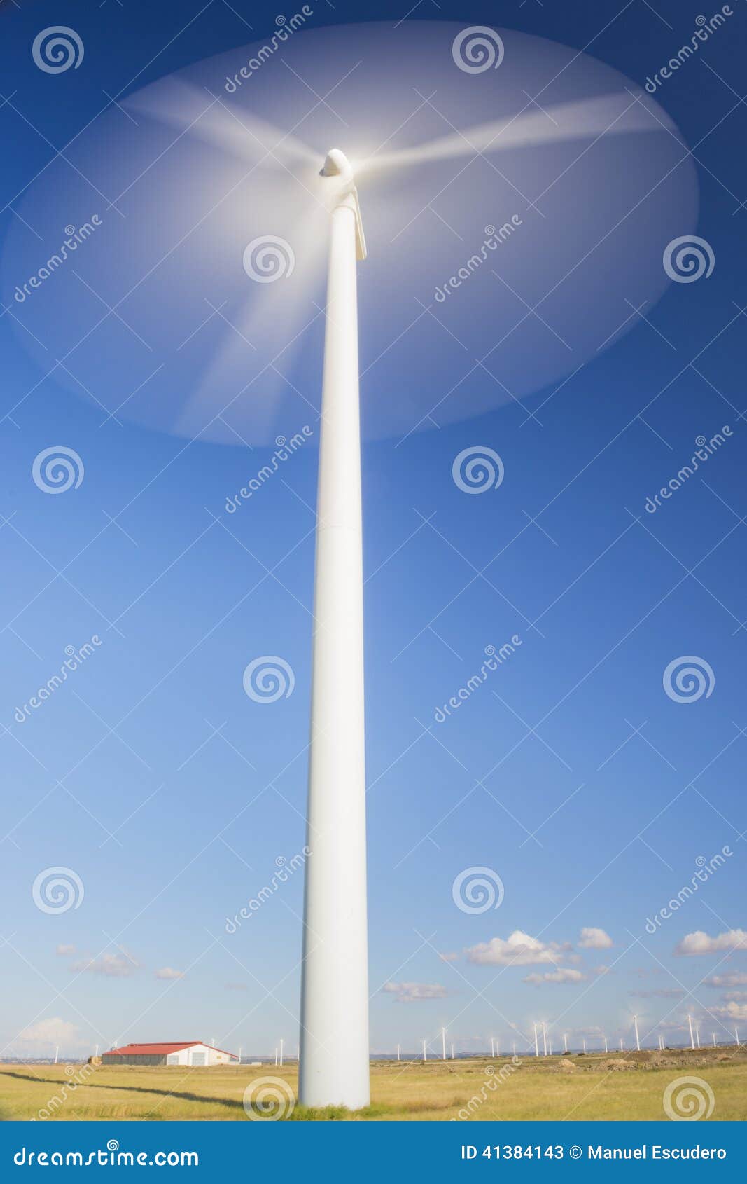 Wind turbine in motion. stock image. Image of blue, friendly - 41384143