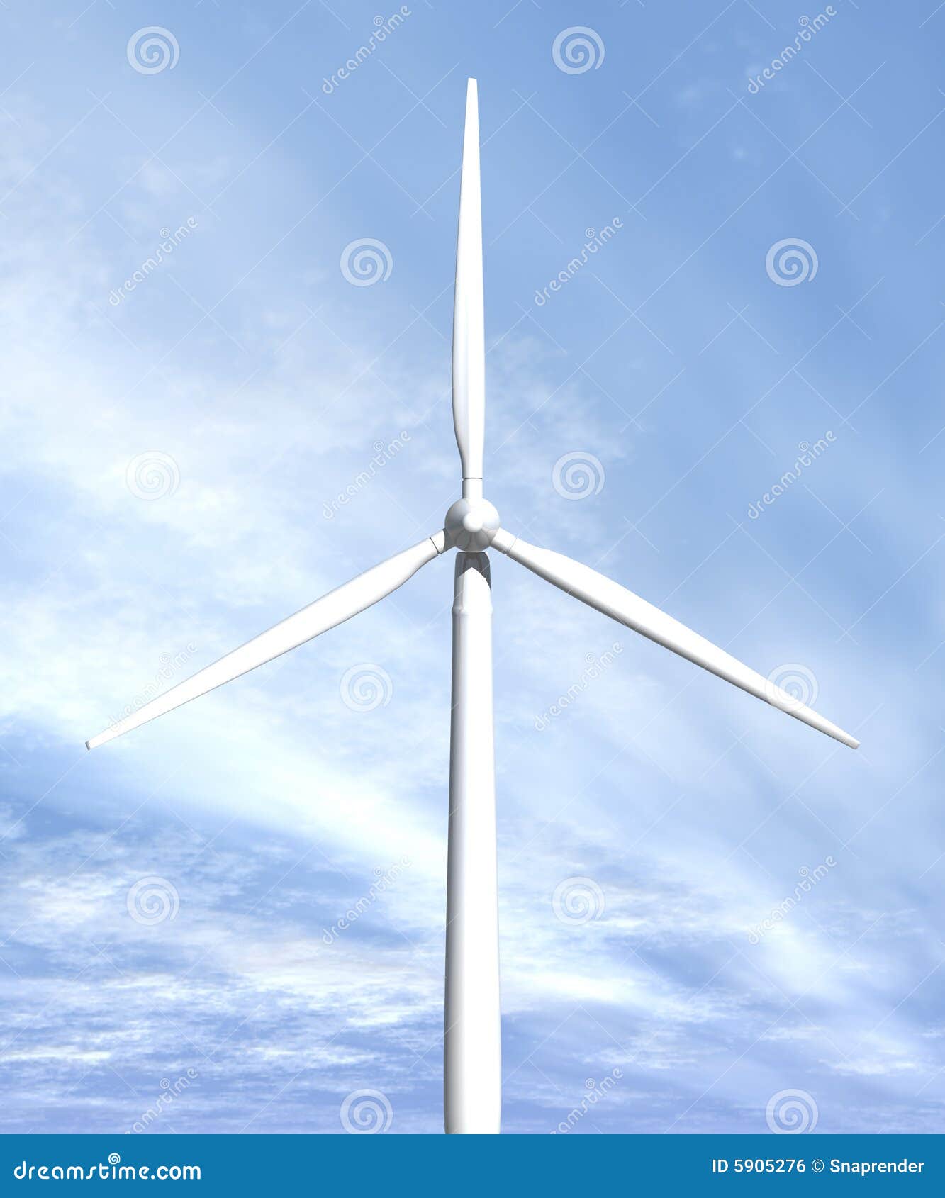 Wind Turbine in Sky Front View Stock Illustration - Illustration of ...
