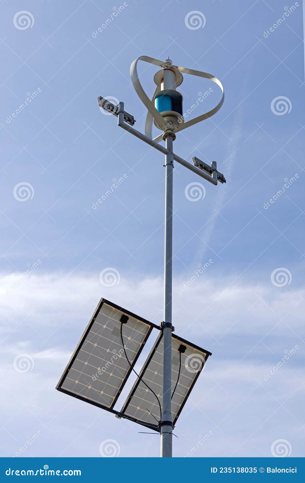 Wind Turbine Solar Panels stock image. Image of device - 235138035