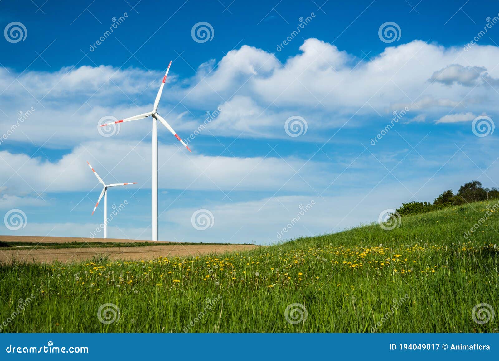 Wind Turbine in the Spring stock image. Image of cloud - 194049017