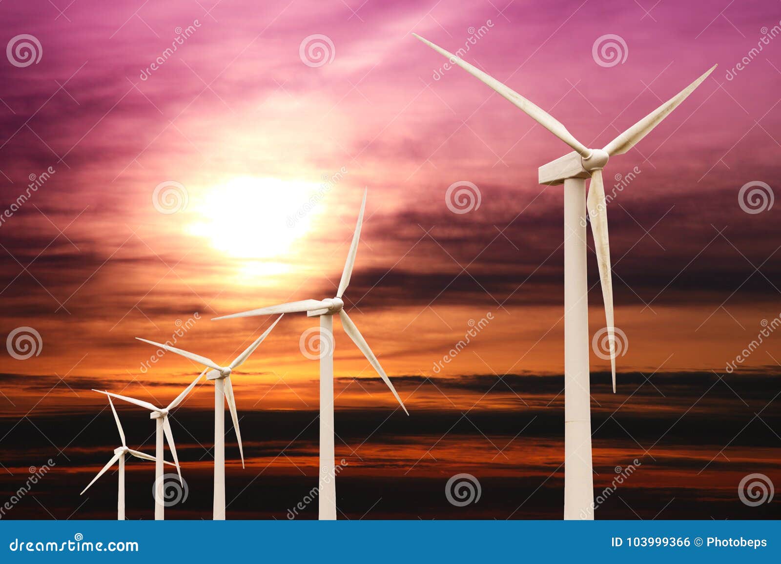 Wind turbine on the sunset stock photo. Image of plant - 103999366
