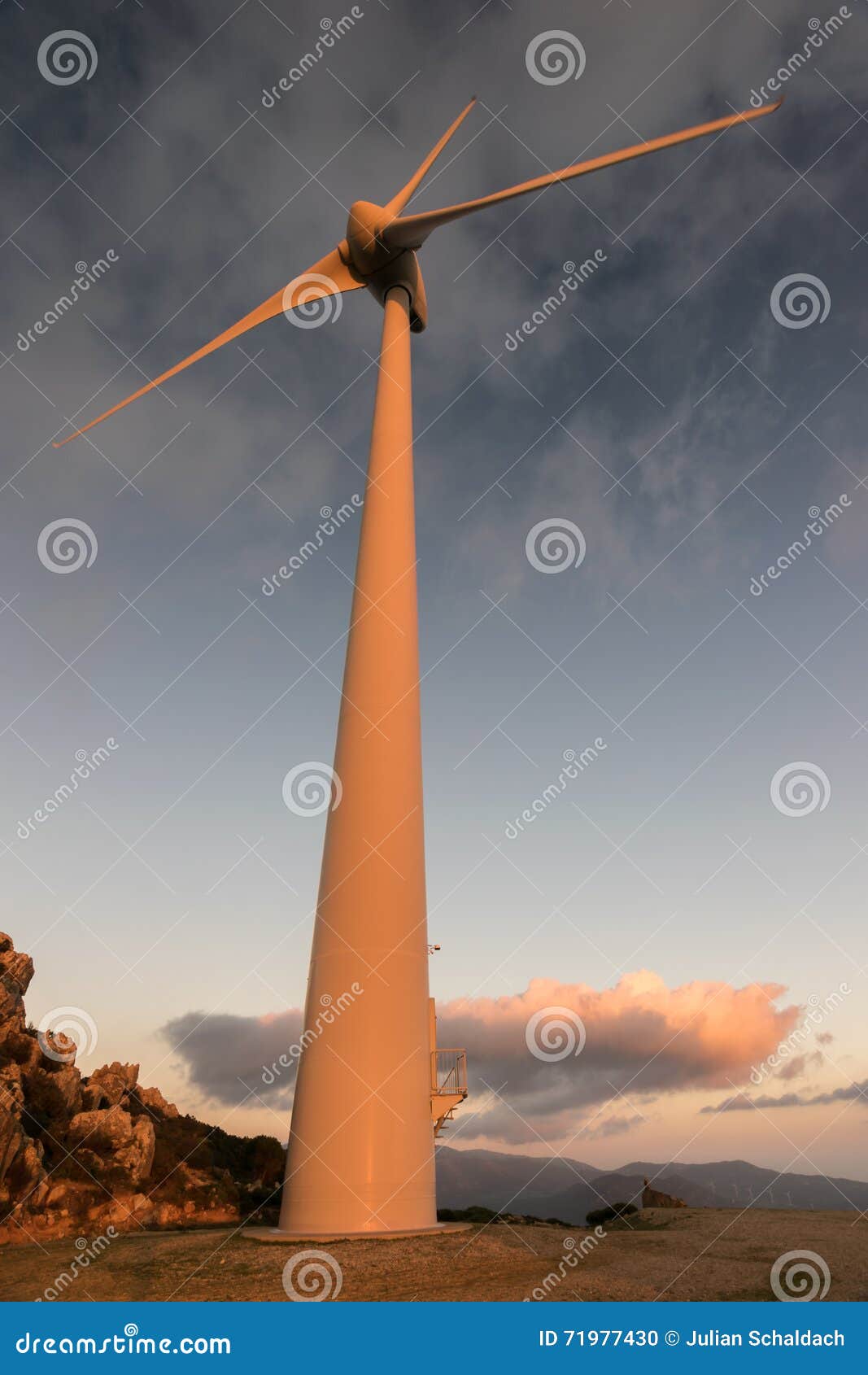 Wind Turbine Sunset stock photo. Image of nature, technology - 71977430