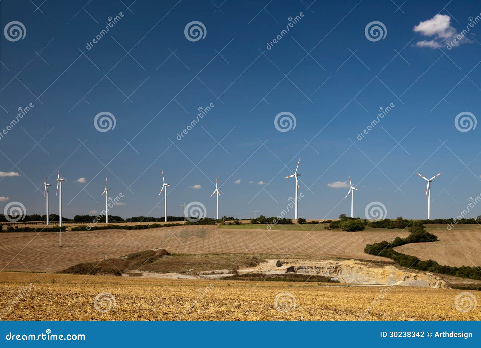 Landscape with Wind Turbines Stock Photo - Image of acre, converter ...